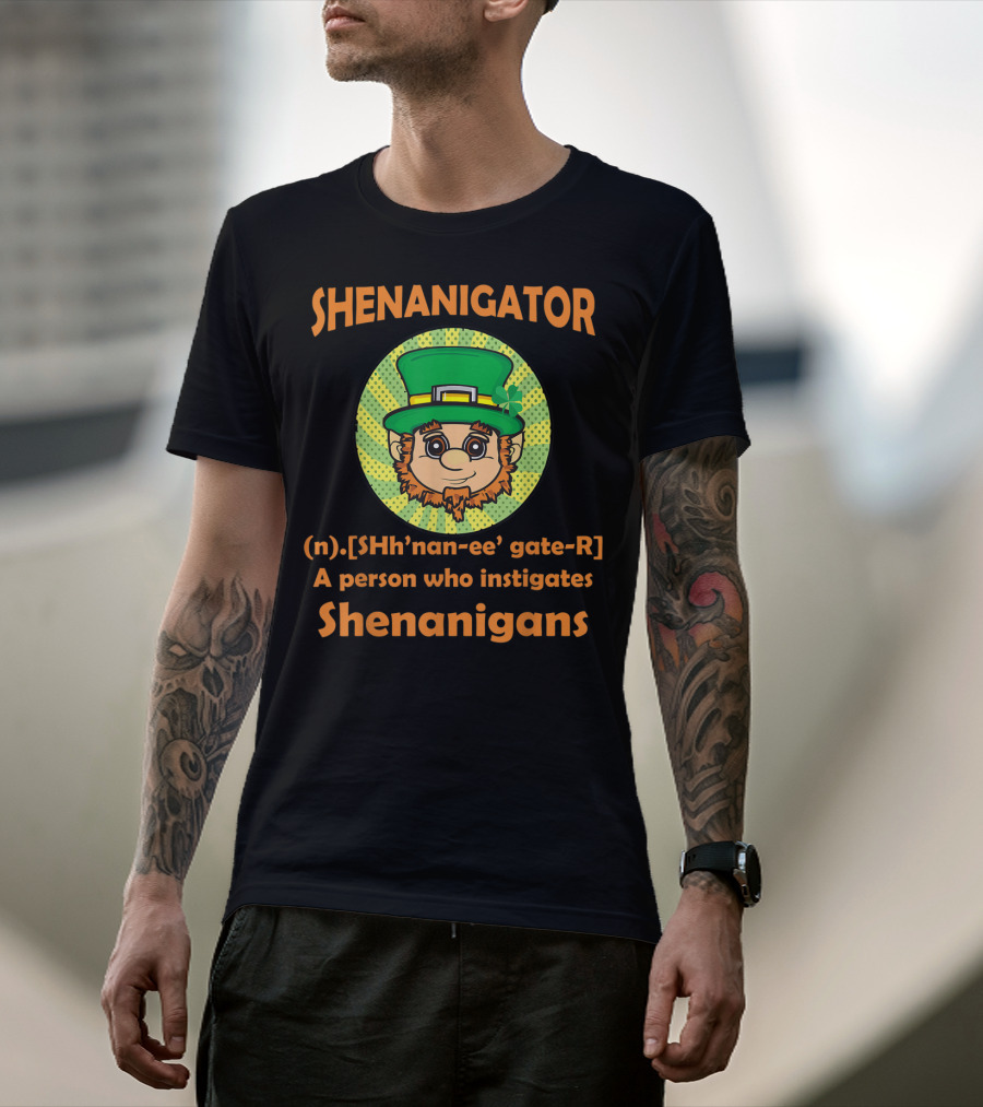 Shenanigator Definition St Patrick's Day Leprechaun Instigates Shenanigans T-Shirt