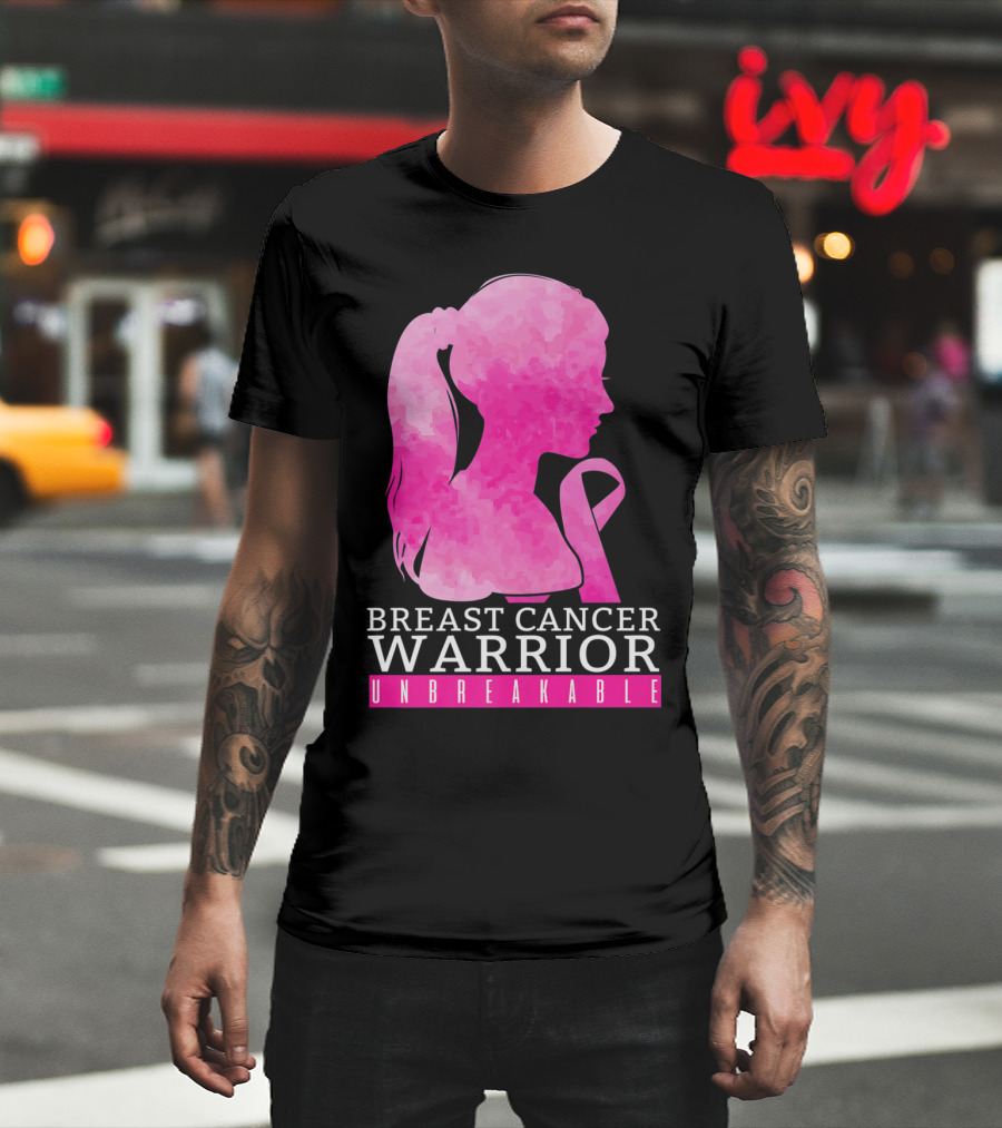 Breast Cancer Warrior Unbreakable Pink Ribbon T-Shirt