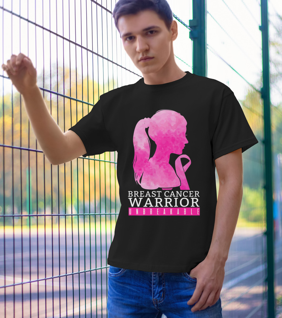 Breast Cancer Warrior Unbreakable Pink Ribbon T-Shirt