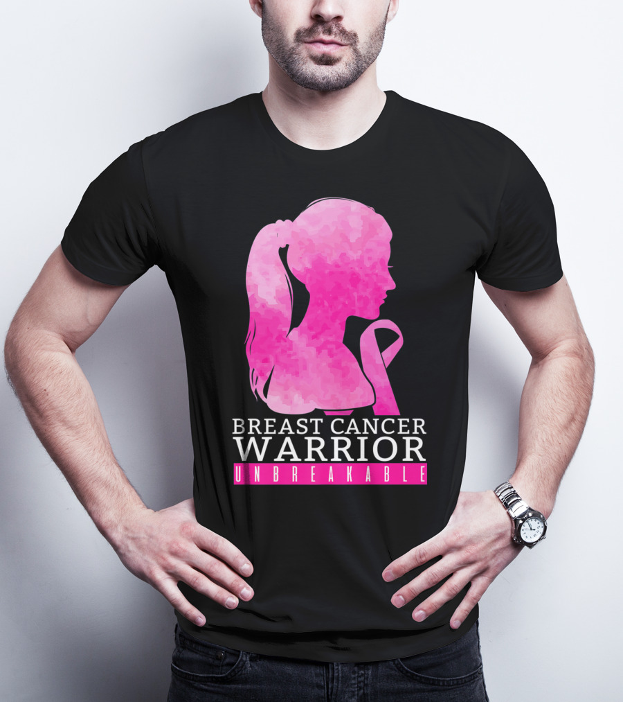 Breast Cancer Warrior Unbreakable Pink Ribbon T-Shirt