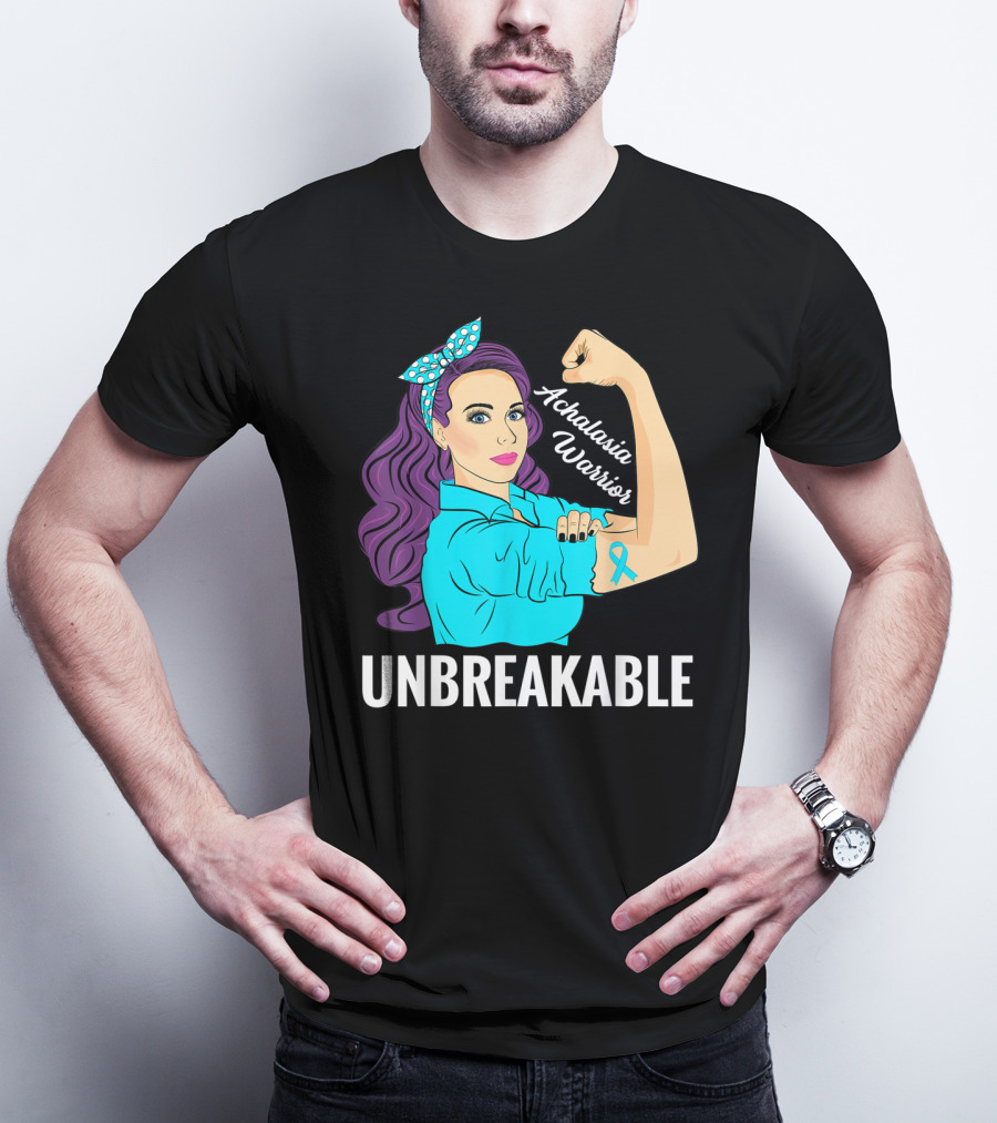 Achalasia Warrior Unbreakable Rosie The Riveter Style Awareness T-Shirt