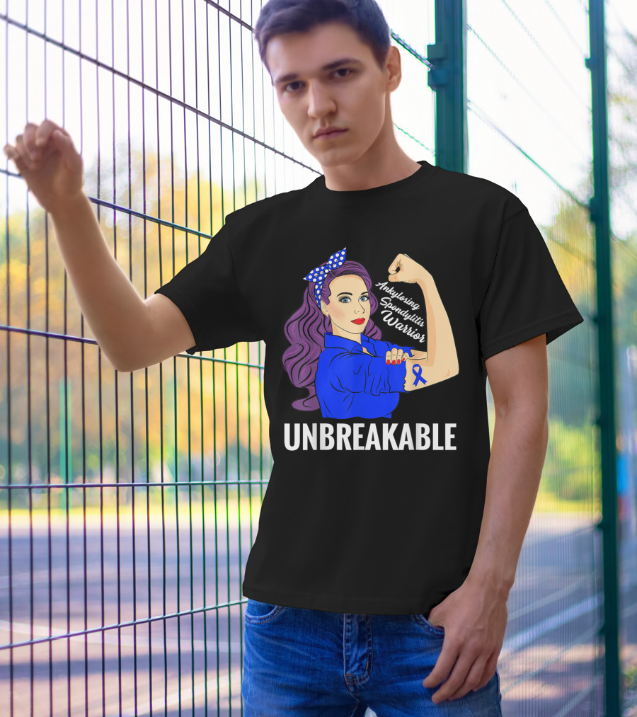 Ankylosing Spondylitis Warrior Unbreakable Rosie The Riveter Symbolic Strength T-Shirt