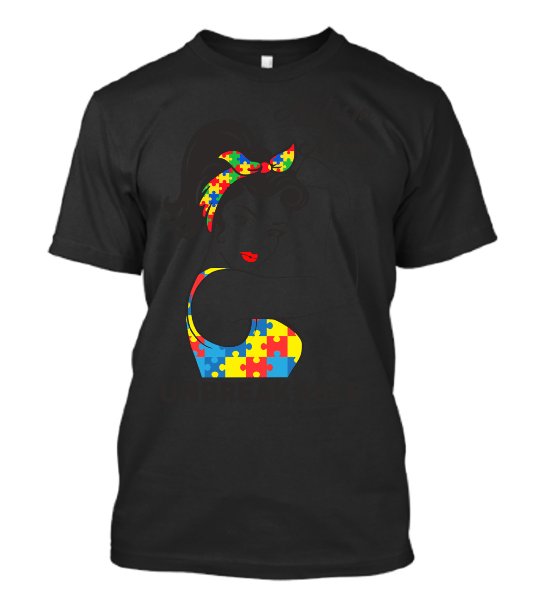 Autism Awareness Autism Mom Unbreakable Puzzle Piece Rosie The Riveter T-Shirt