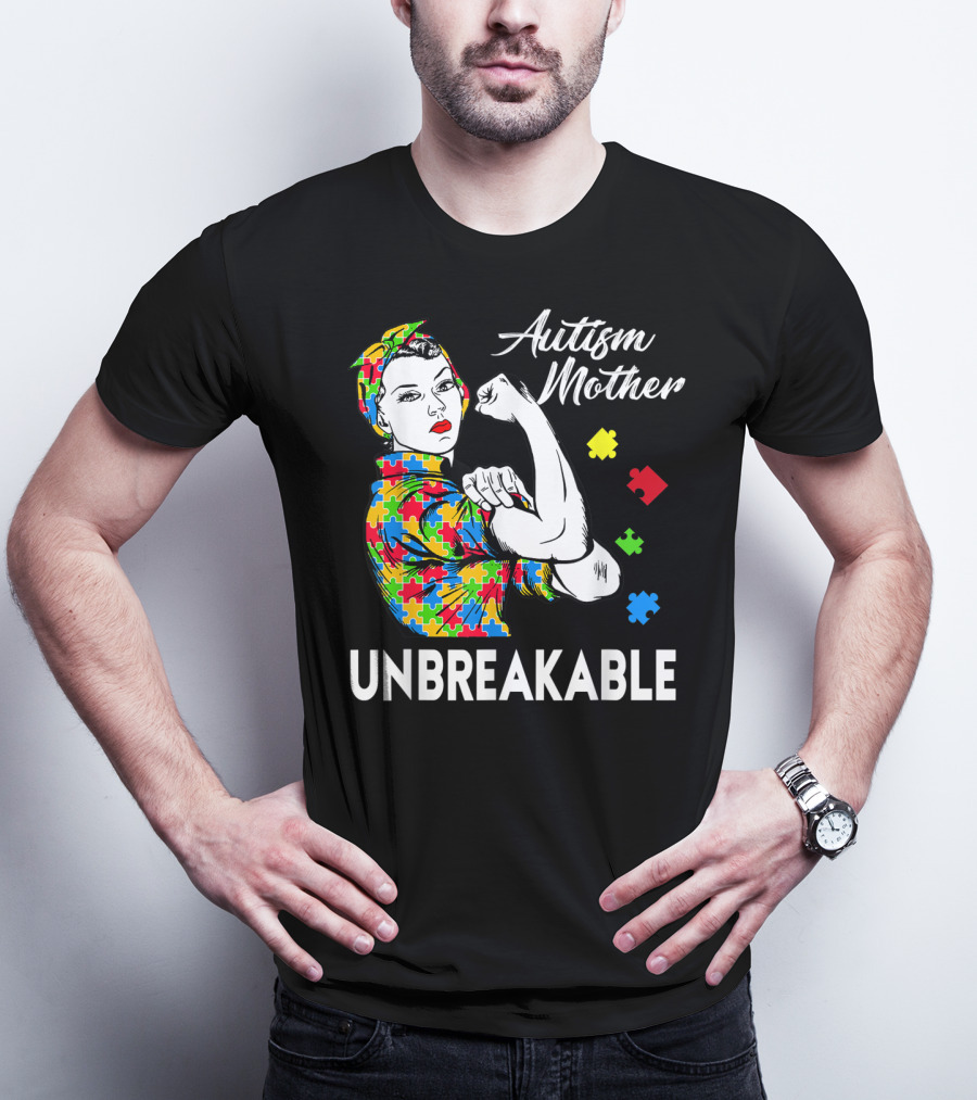 Autism Mother Unbreakable Puzzle Piece Awareness T-Shirt