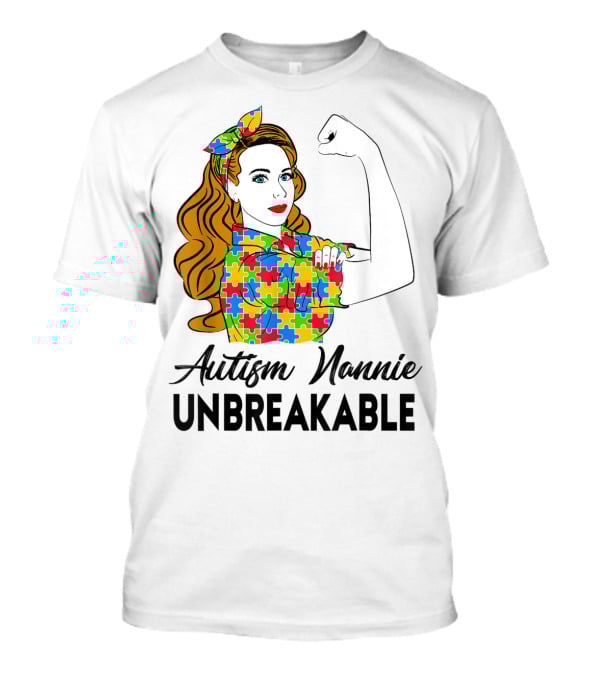 Unbreakable Autism Nannie Puzzle Pattern Awareness T-Shirt