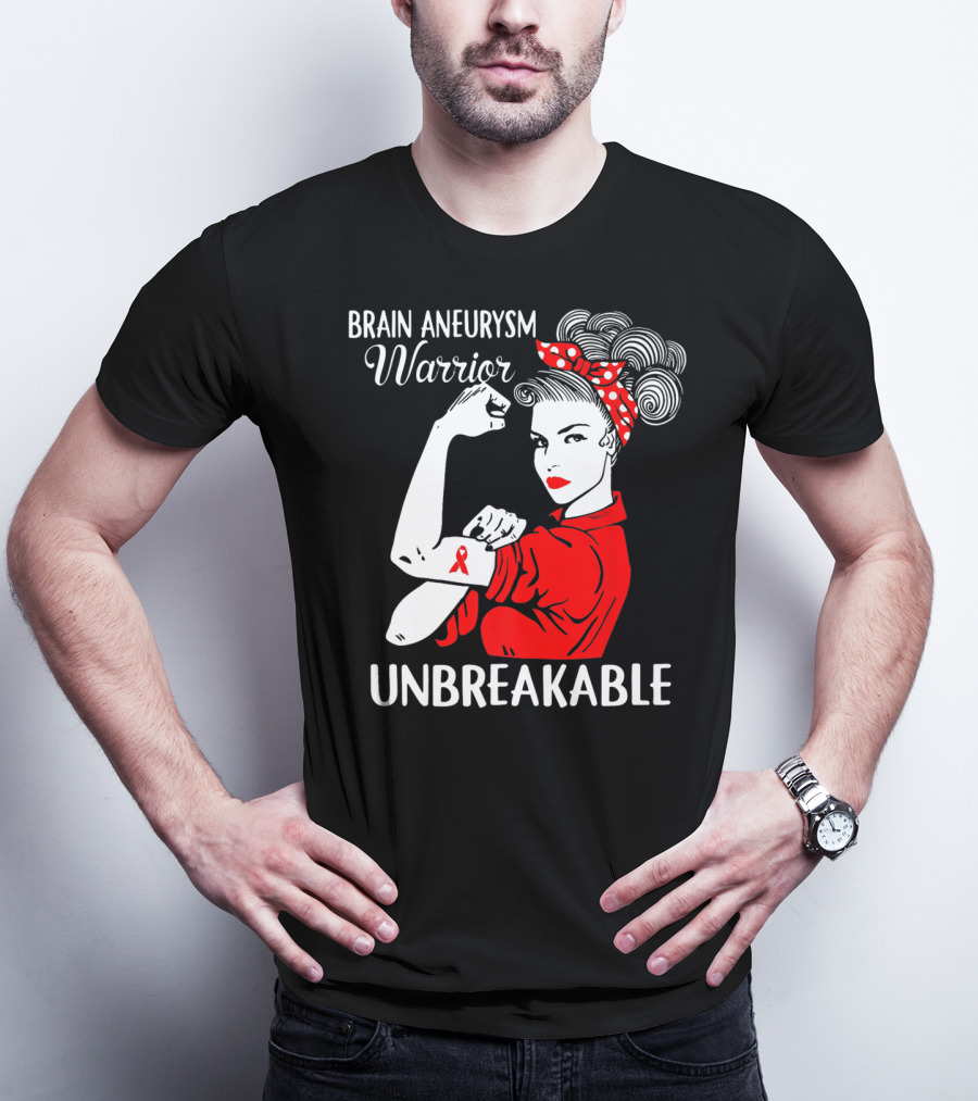 Brain Aneurysm Warrior Unbreakable Rosie The Riveter T-Shirt