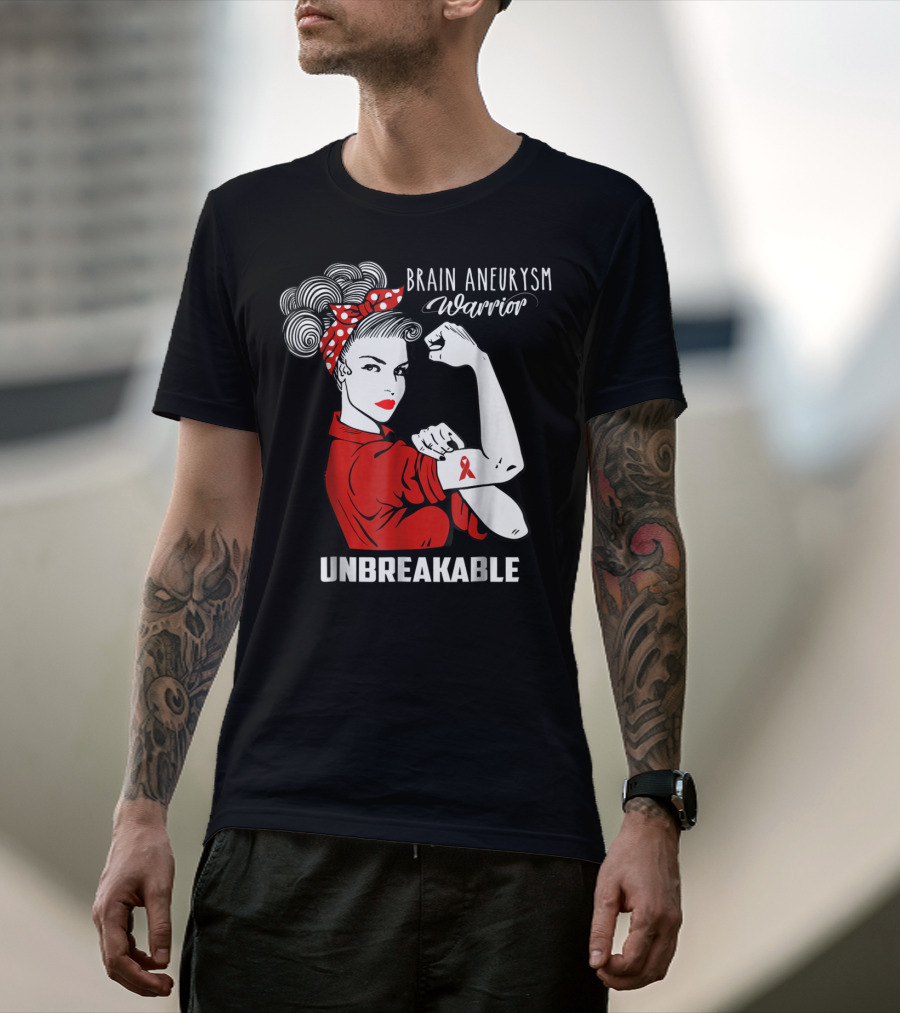 Brain Aneurysm Warrior Unbreakable Awareness Ribbon Strength T-Shirt