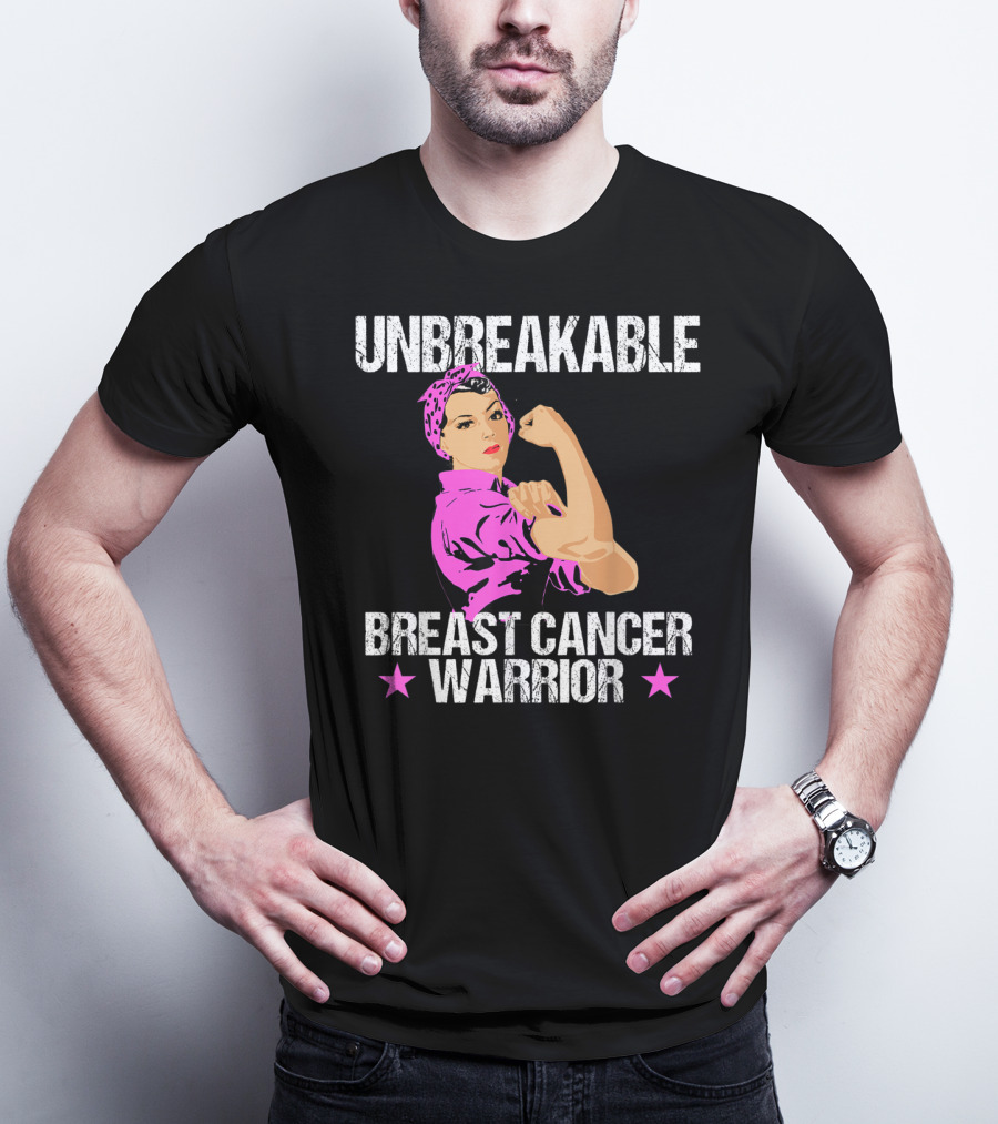 Unbreakable Breast Cancer Warrior Pink Awareness T-Shirt