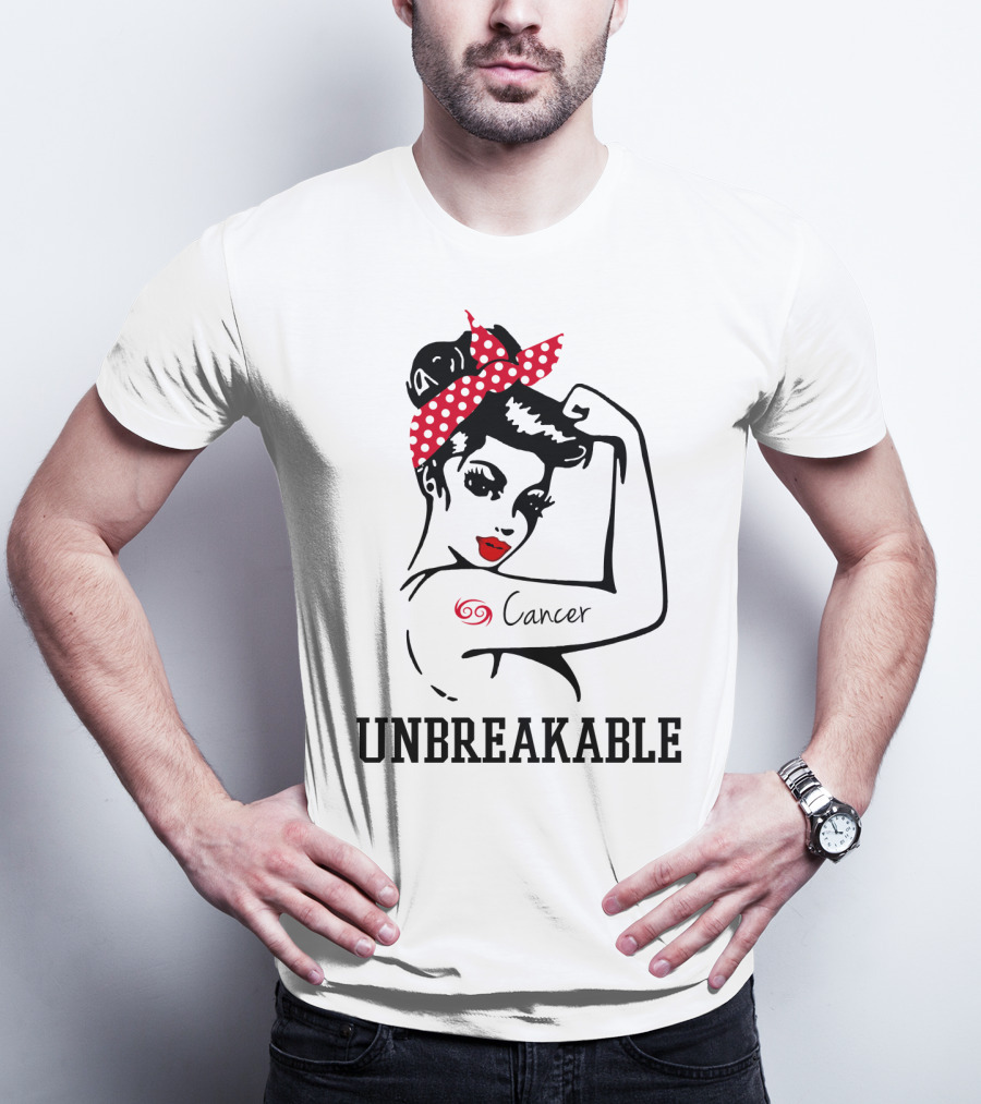 Cancer Girl Unbreakable Rosie Riveter T-Shirt