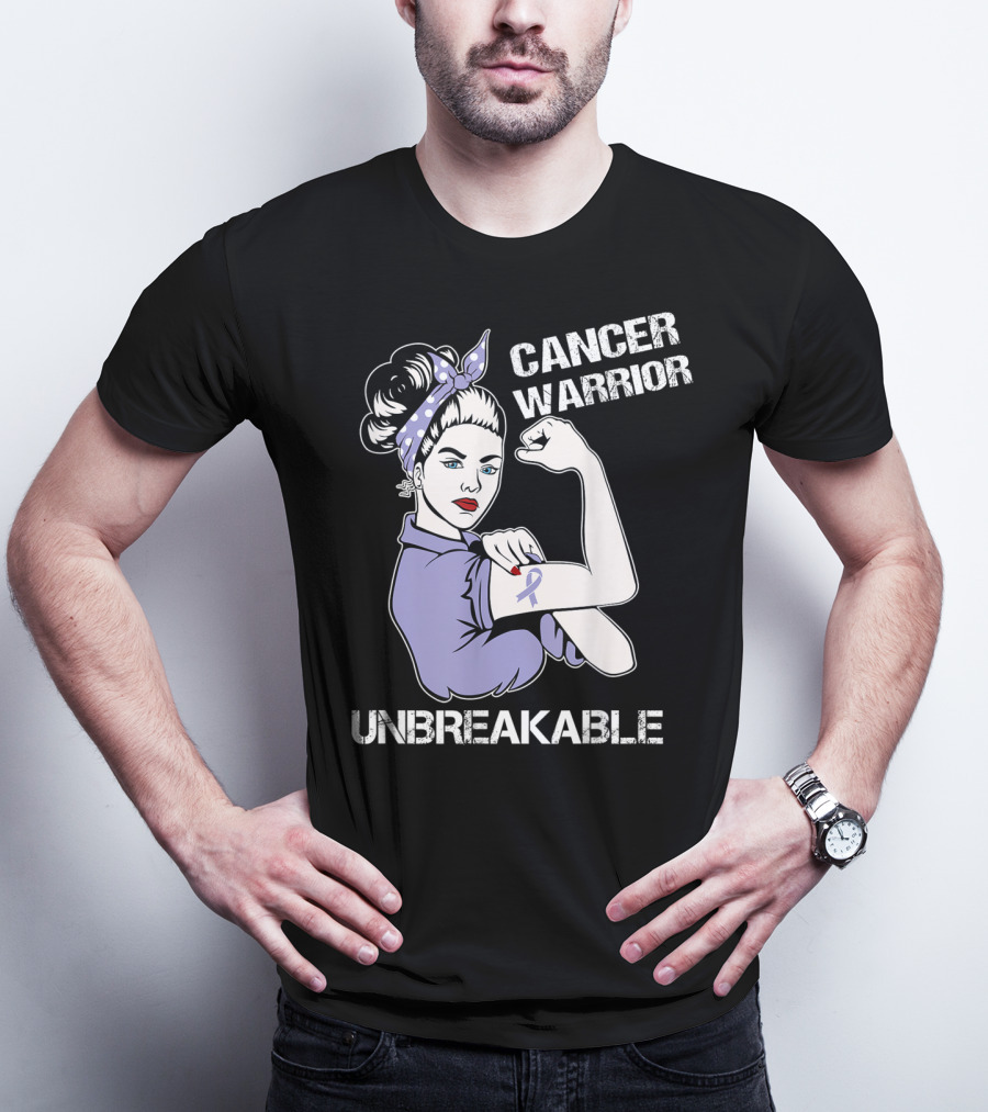Cancer Warrior Unbreakable Rosie The Riveter Purple T-Shirt