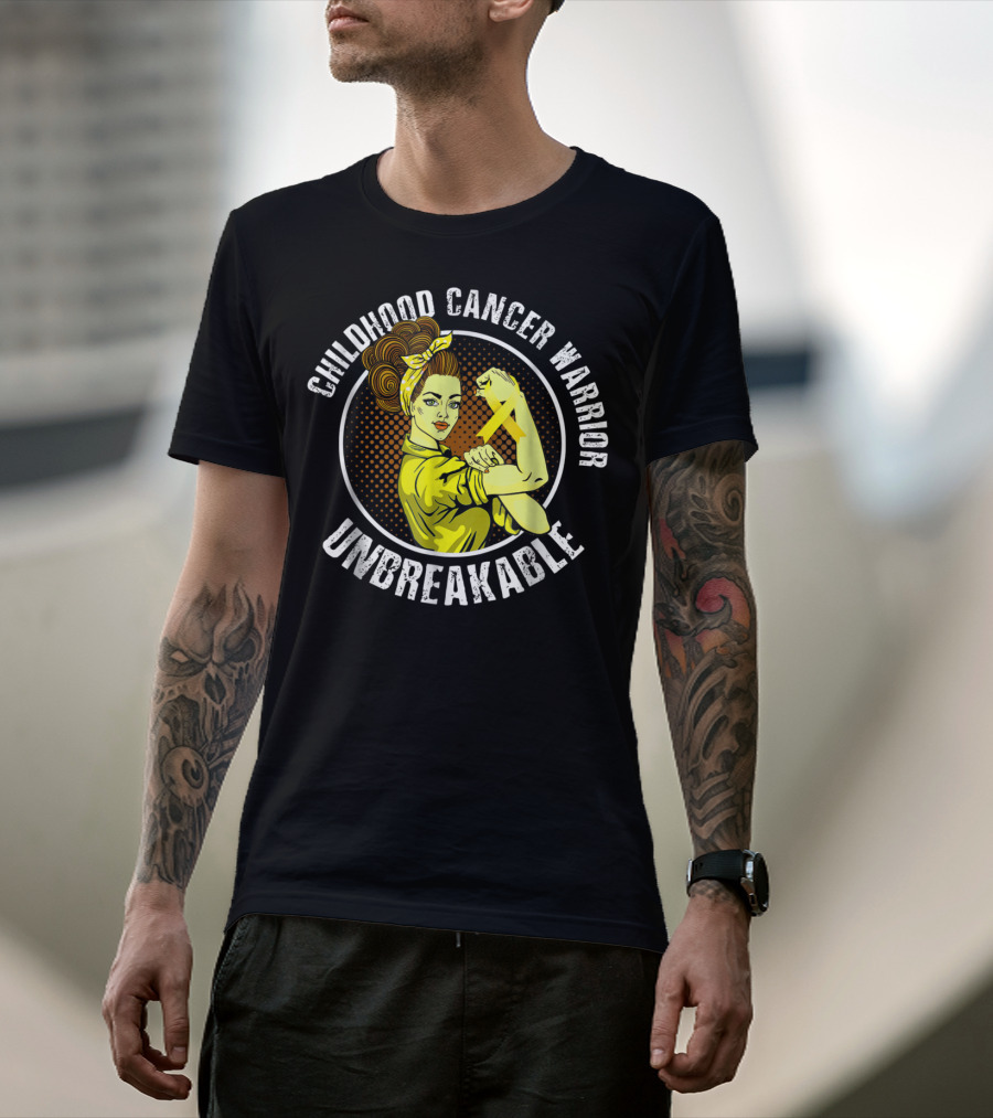 Childhood Cancer Warrior Unbreakable Rosie T-Shirt
