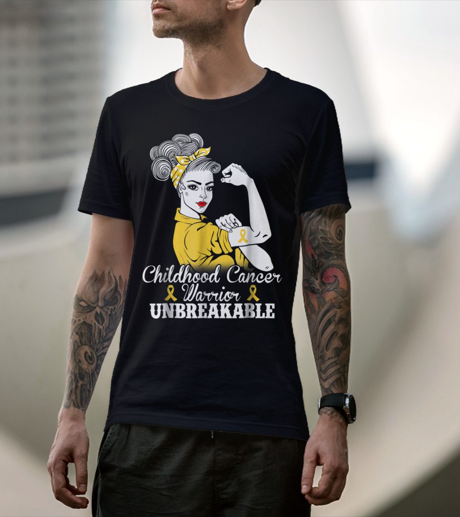 Childhood Cancer Warrior Unbreakable Awareness Month T-Shirt