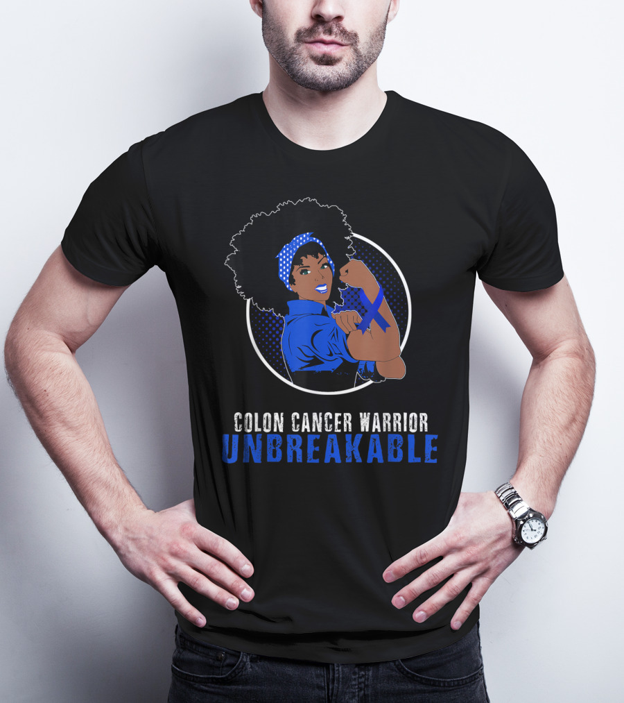 Colon Cancer Warrior Unbreakable Black Girl T-Shirt