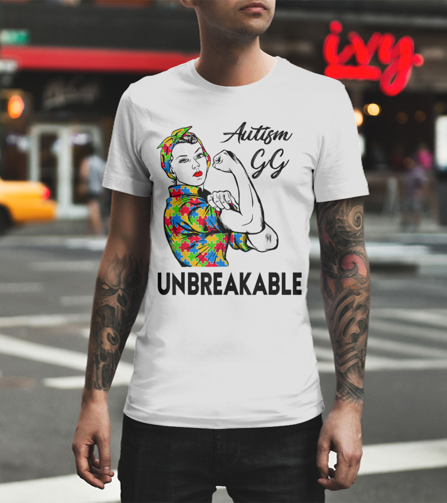 Autism Gg Unbreakable Autism Awareness Iconic Empowerment T-Shirt