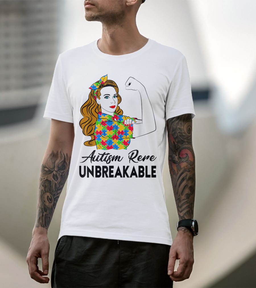 Autism Rere Unbreakable Rosie The Riveter Puzzle T-Shirt