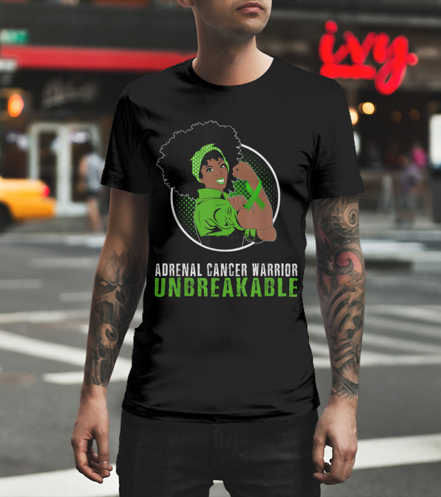 Adrenal Cancer Warrior Black Girl Unbreakable T-Shirt