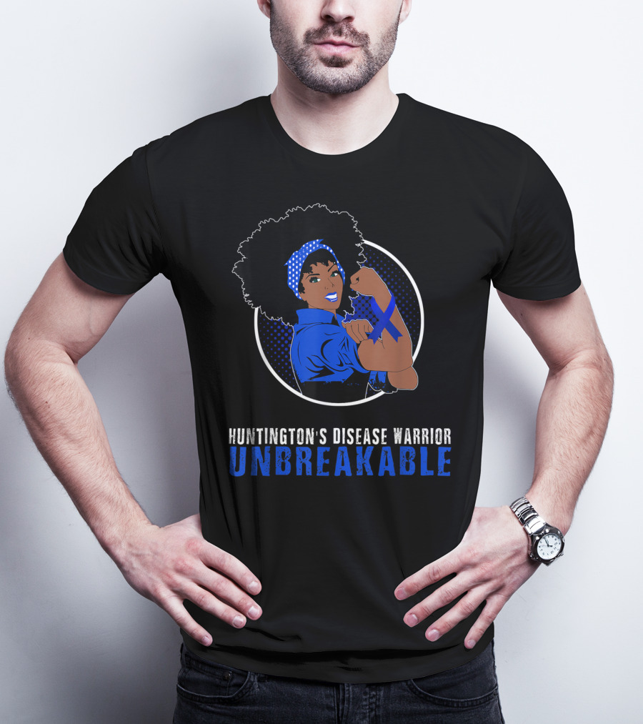 Huntington's Disease Warrior Unbreakable Black Girl Iconic Pose T-Shirt