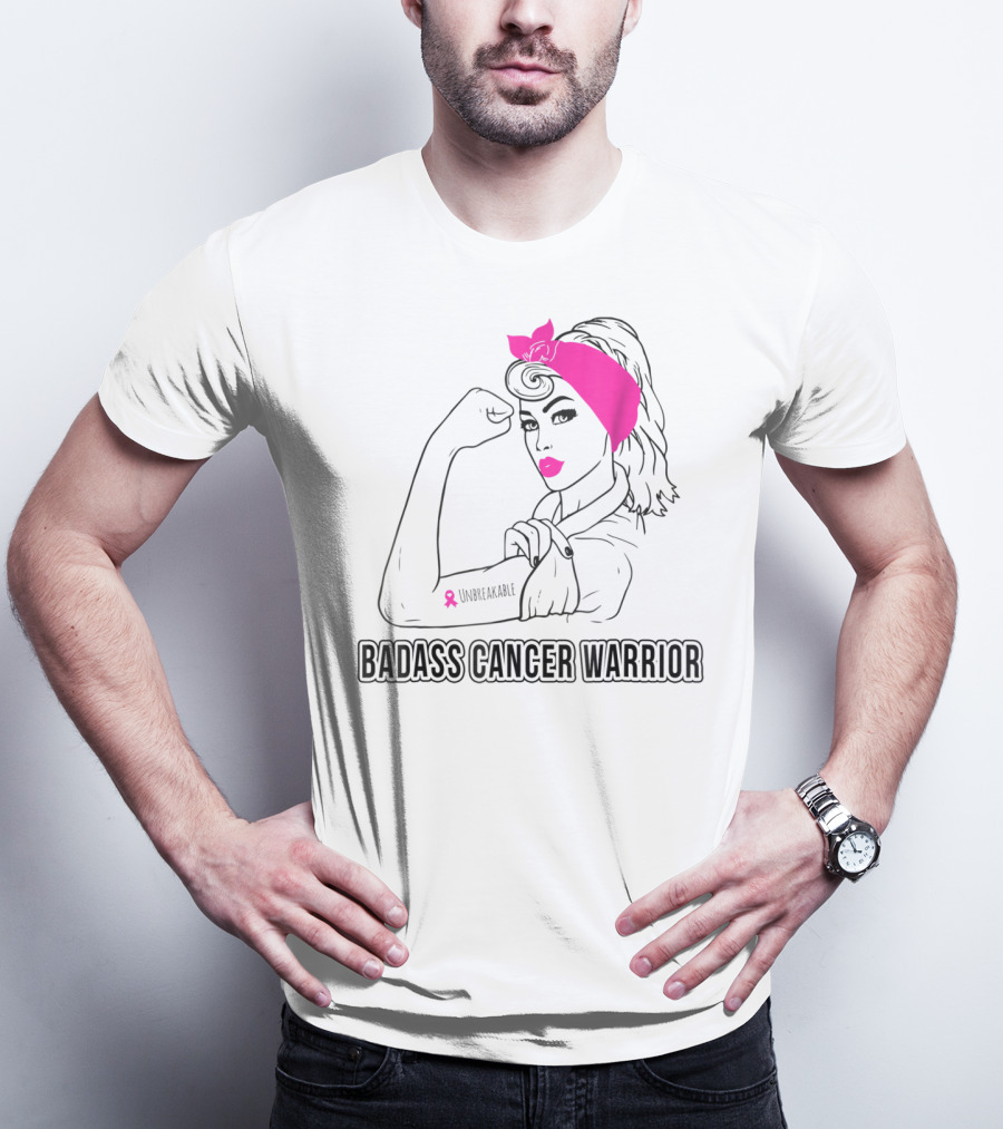 Badass Cancer Warrior Unbreakable Breast Cancer Awareness T-Shirt