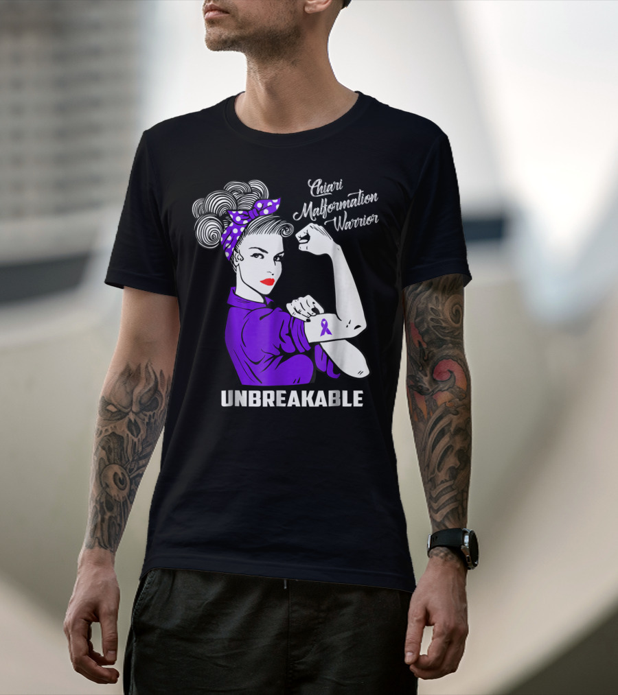 Chiari Malformation Warrior Unbreakable Rosie The Riveter T-Shirt