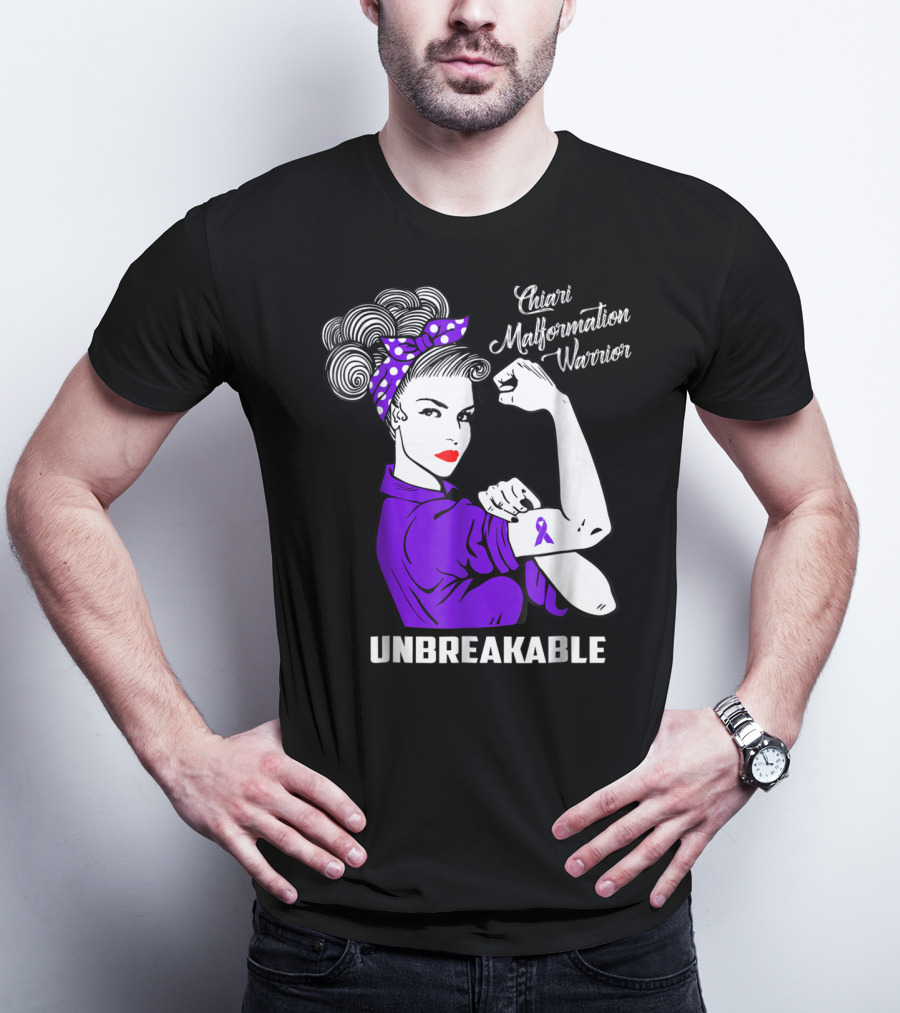 Chiari Malformation Warrior Unbreakable Rosie The Riveter T-Shirt