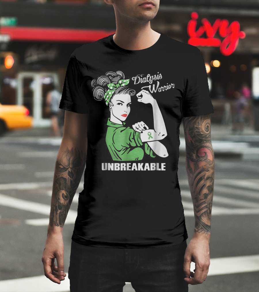 Dialysis Warrior Unbreakable Rosie The Riveter Awareness T-Shirt
