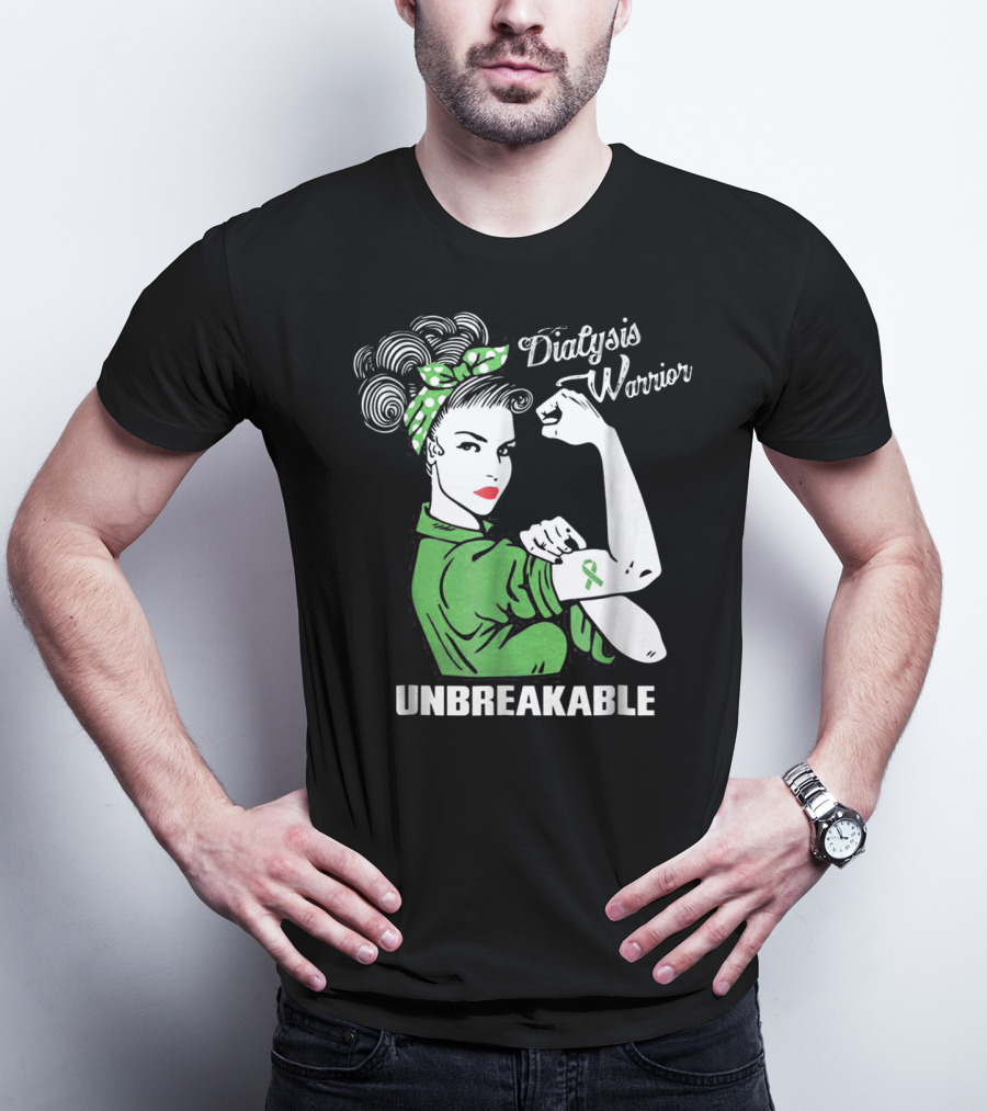 Dialysis Warrior Unbreakable Rosie The Riveter Awareness T-Shirt