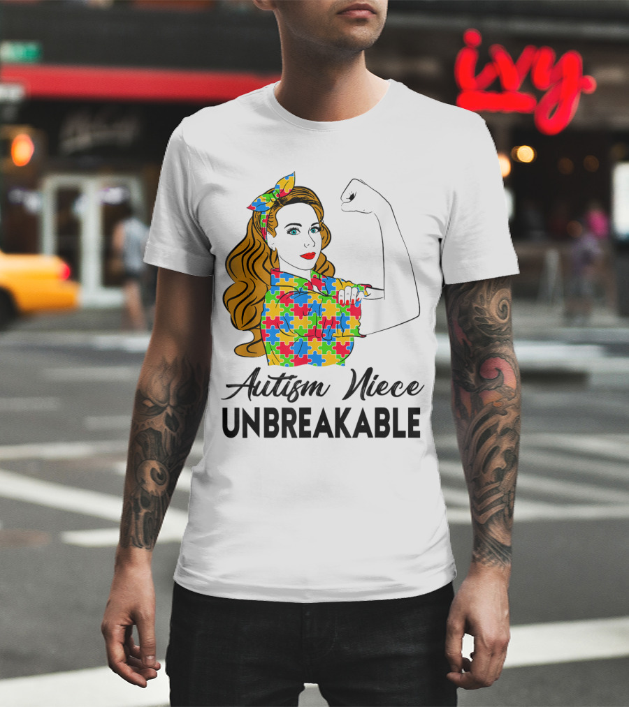 Autism Niece Unbreakable Puzzle Pattern Awareness 2W T-Shirt