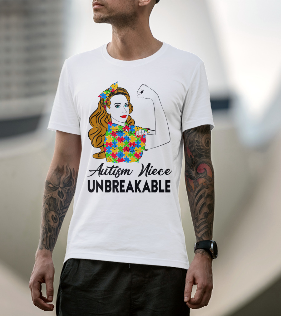 Autism Niece Unbreakable Puzzle Pattern Awareness 2W T-Shirt