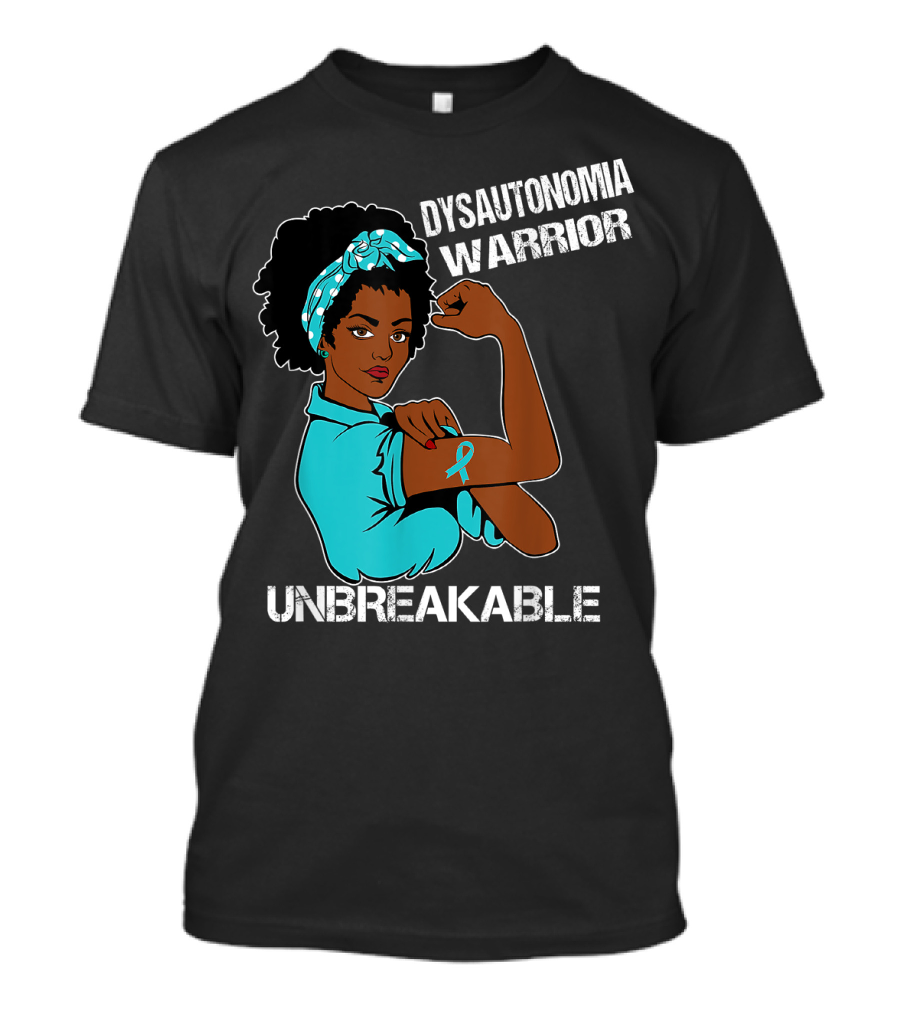 Dysautonomia Warrior Unbreakable Rosie The Riveter Style Blue Awareness T-Shirt
