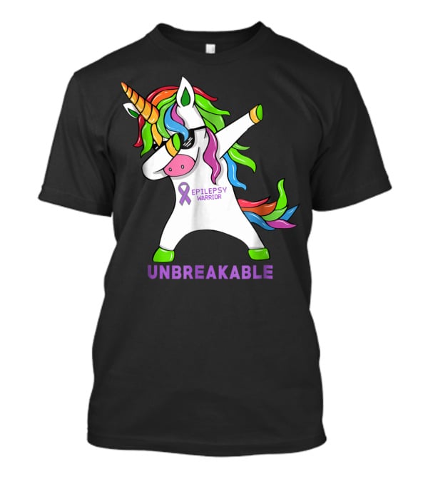 Epilepsy Warrior Unbreakable Dab Unicorn Rainbow Mane T-Shirt
