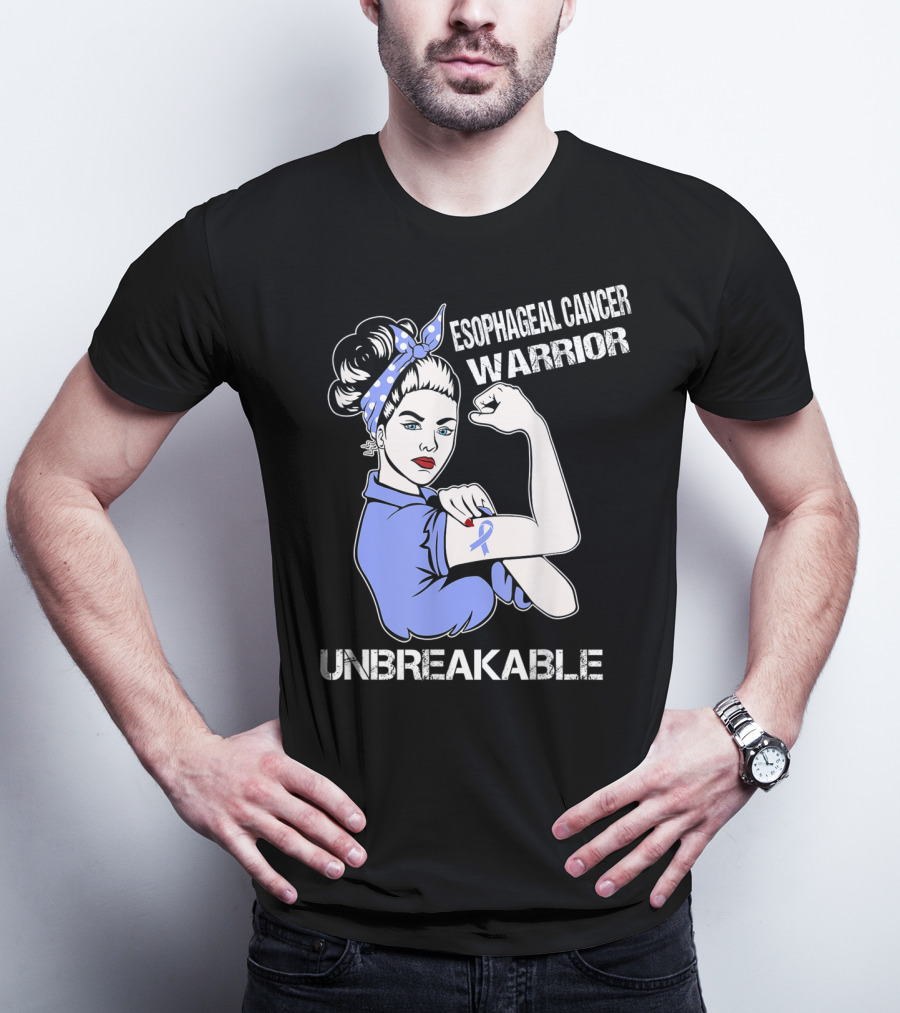 Esophageal Cancer Warrior Unbreakable Rosie The Riveter T-Shirt