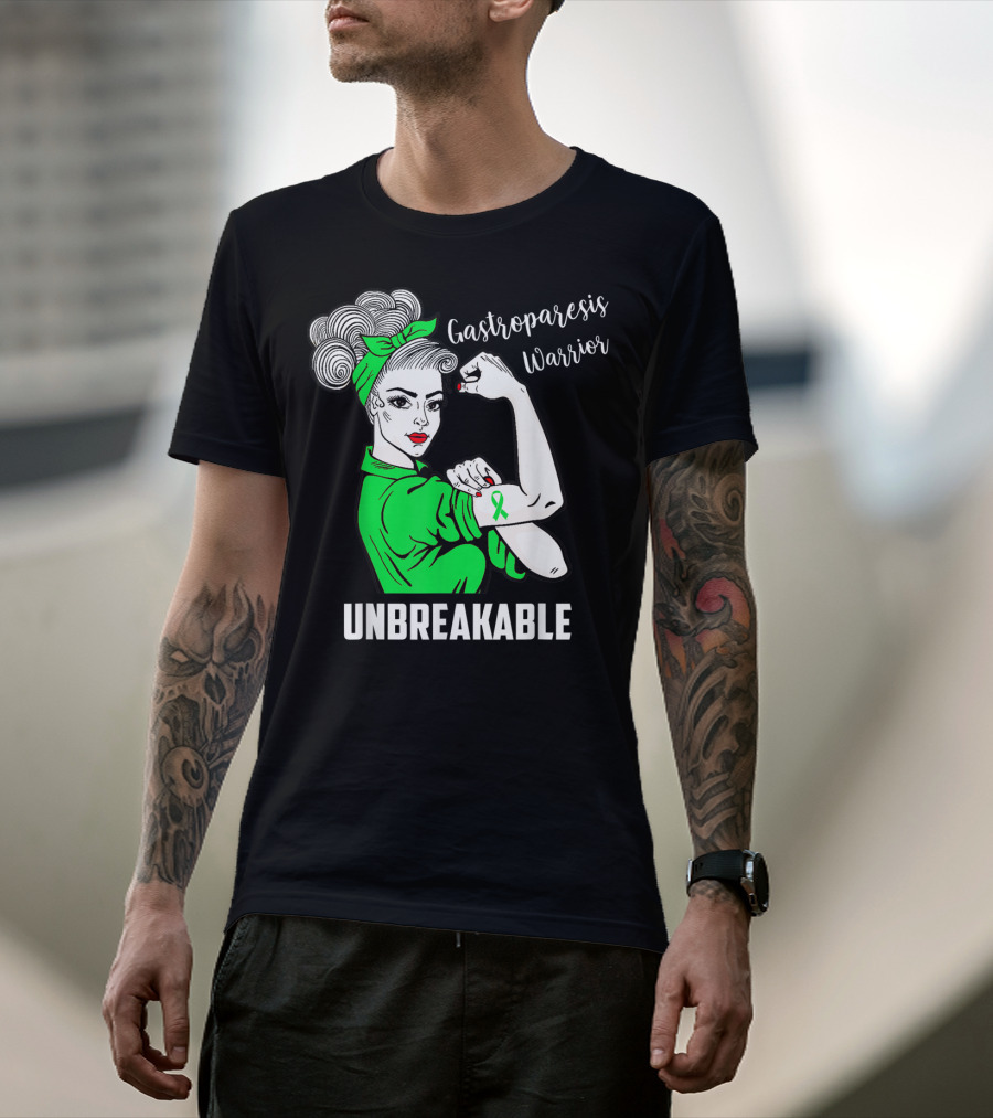 Gastroparesis Warrior Unbreakable Awareness Ribbon Strength T-Shirt