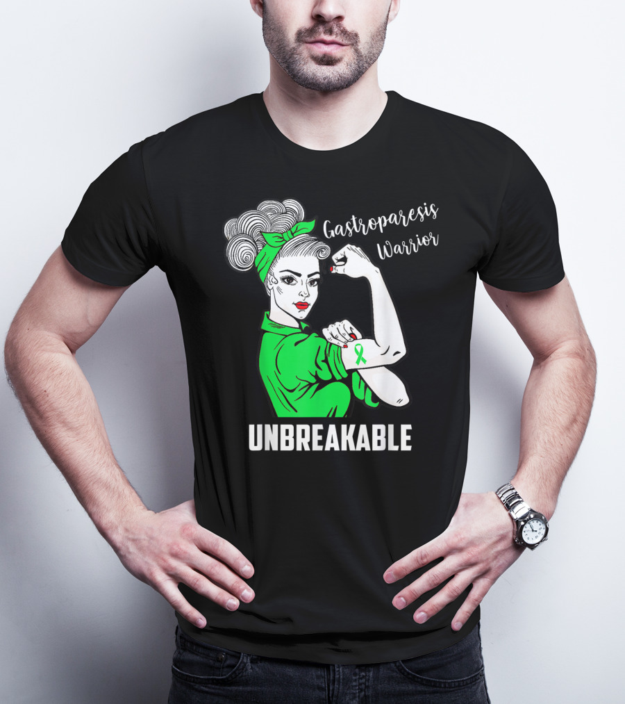 Gastroparesis Warrior Unbreakable Awareness Ribbon Strength T-Shirt