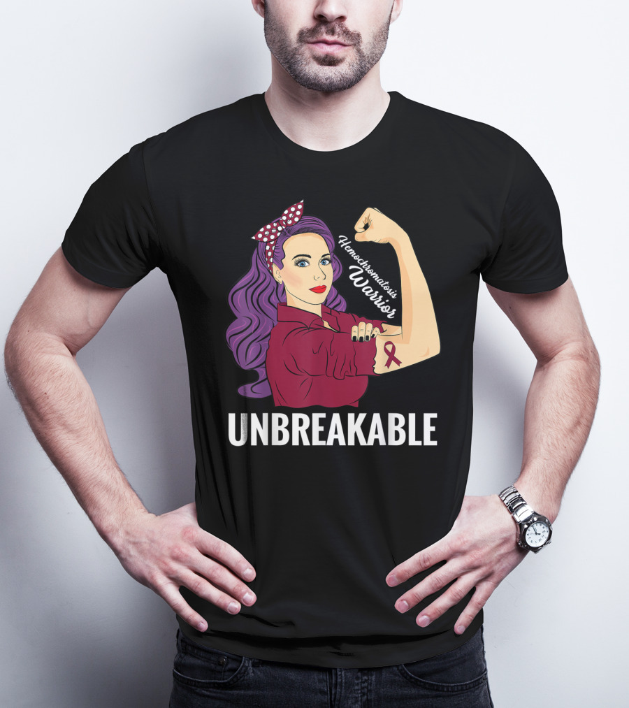 Hemochromatosis Warrior Unbreakable Awareness Rosie The Riveter T-Shirt