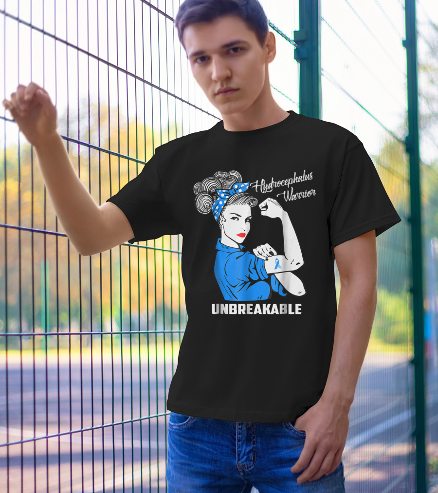 Hydrocephalus Warrior Unbreakable Awareness VB Rosie The Riveter Iconic T-Shirt