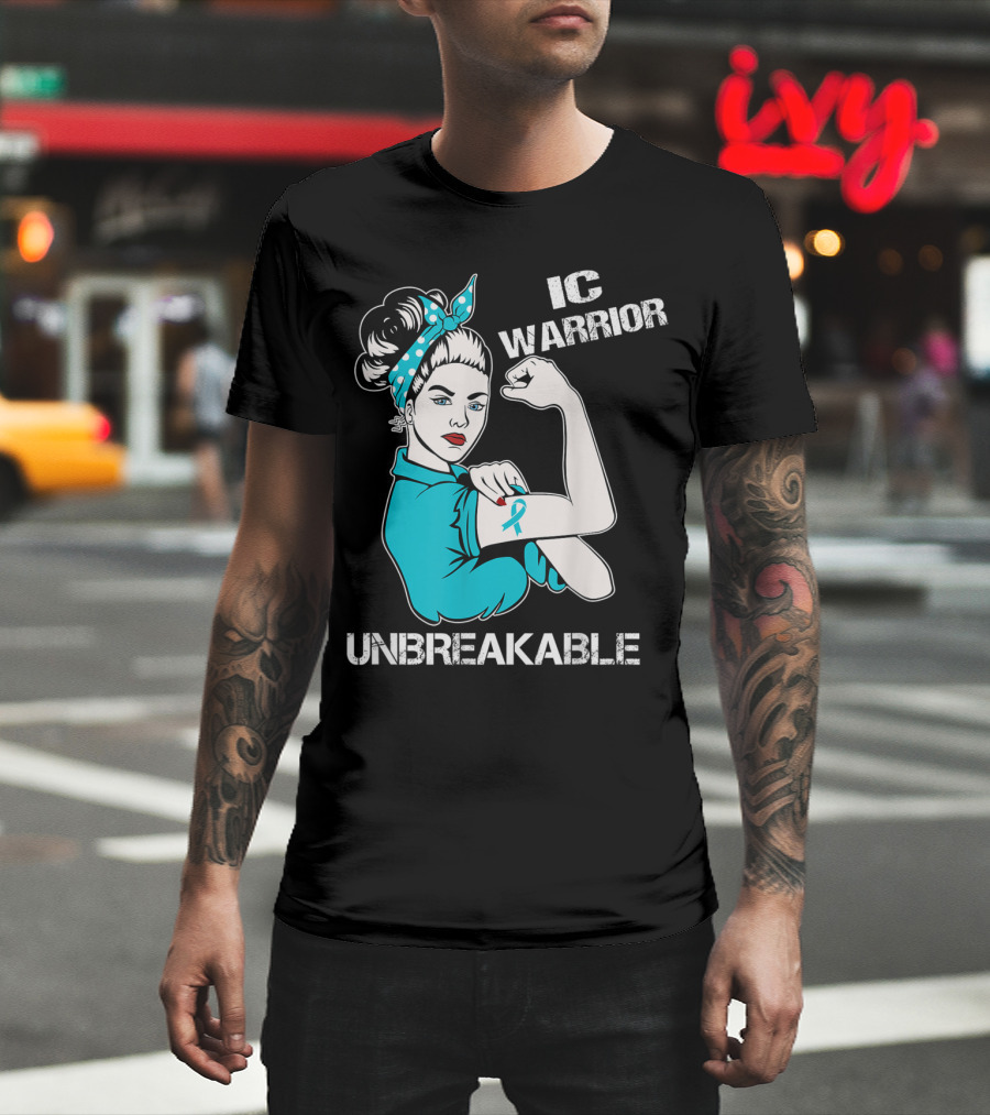 IC Warrior Unbreakable Interstitial Cystitis Awareness Rosie Riveter T-Shirt