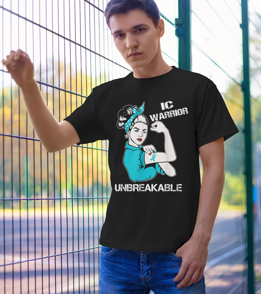 IC Warrior Unbreakable Interstitial Cystitis Awareness Rosie Riveter T-Shirt