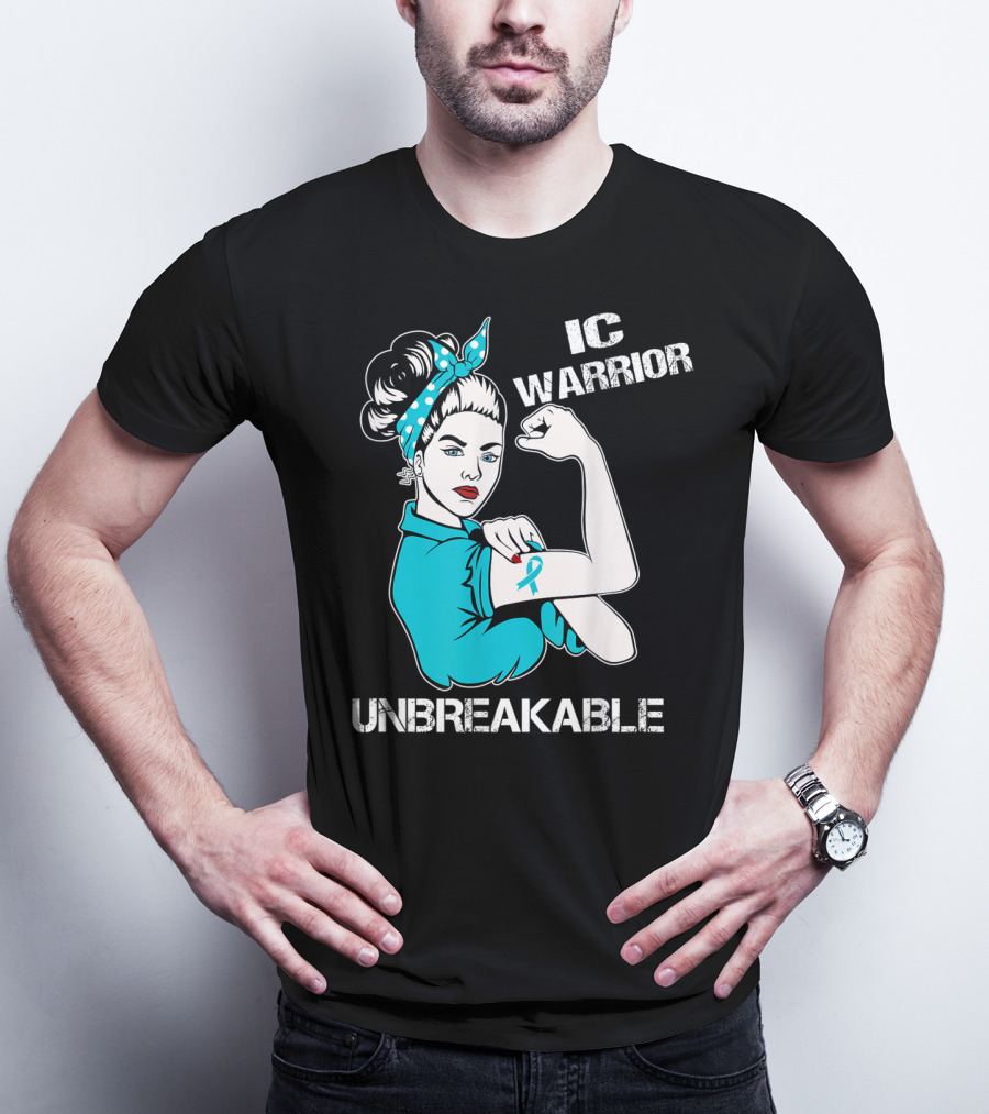IC Warrior Unbreakable Interstitial Cystitis Awareness Rosie Riveter T-Shirt