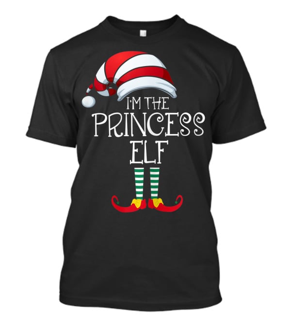 I'm The Princess Elf Striped Hat And Shoes Christmas Humor T-Shirt