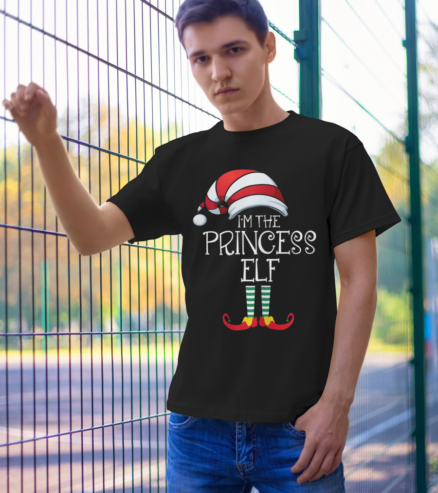 I'm The Princess Elf Striped Hat And Shoes Christmas Humor T-Shirt