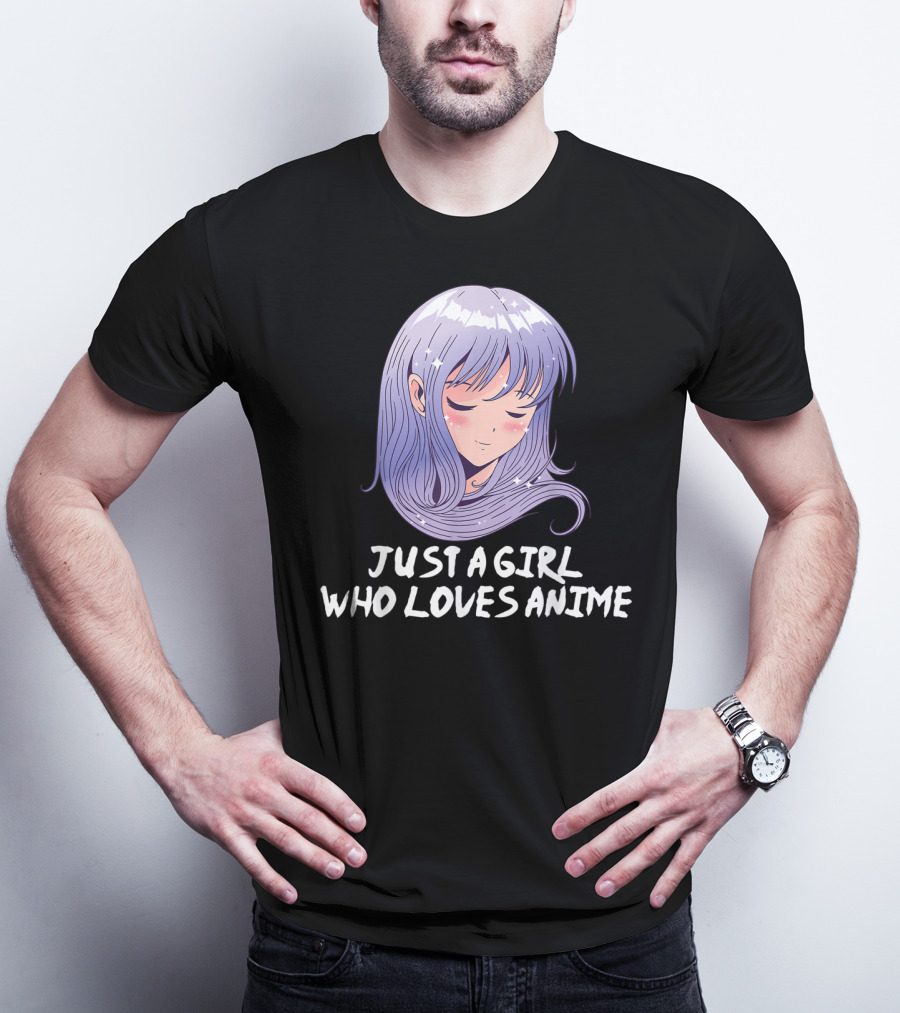 Just A Girl Who Loves Anime Japanese Anime Purple Hair Character T-Shirt