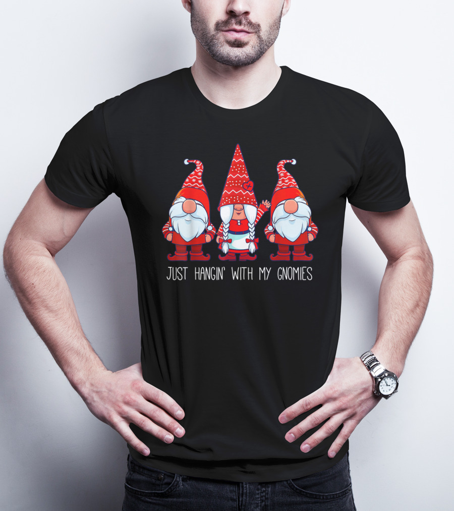 Just Hangin' With My Gnomies Red And White Trio T-Shirt