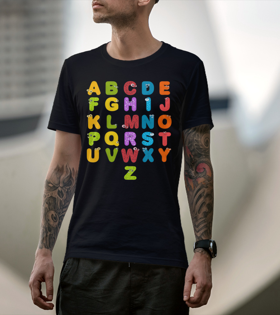 Kids Alphabet ABCs Learning Cute Monster Letters T-Shirt