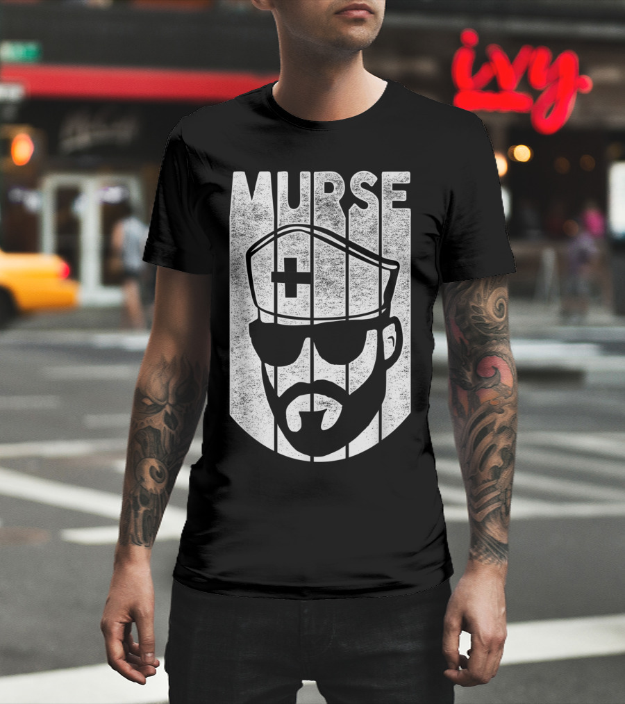 Mens Murse Funny Beard Nurse Male Nurse T-Shirt