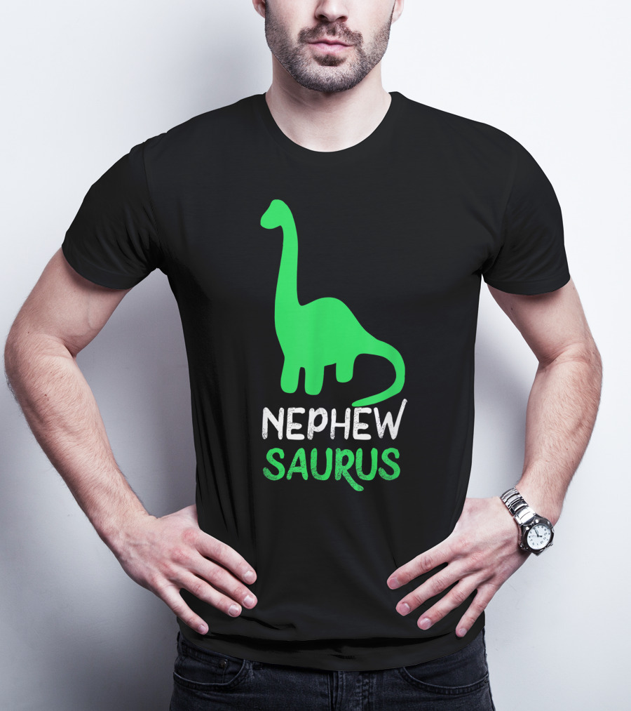 Nephewsaurus Funny Dinosaur Nephew Saurus Iconic Green Dinosaur T-Shirt