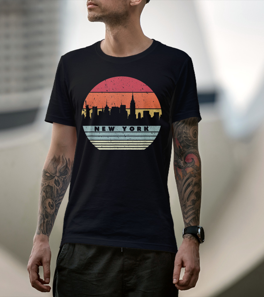 New York Retro Skyline Souvenir Style USA T-Shirt