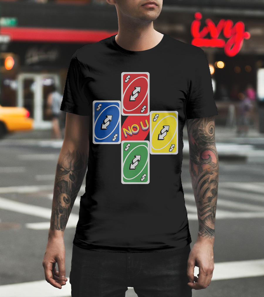 No U Reverse Card Cross Multicolor T-Shirt