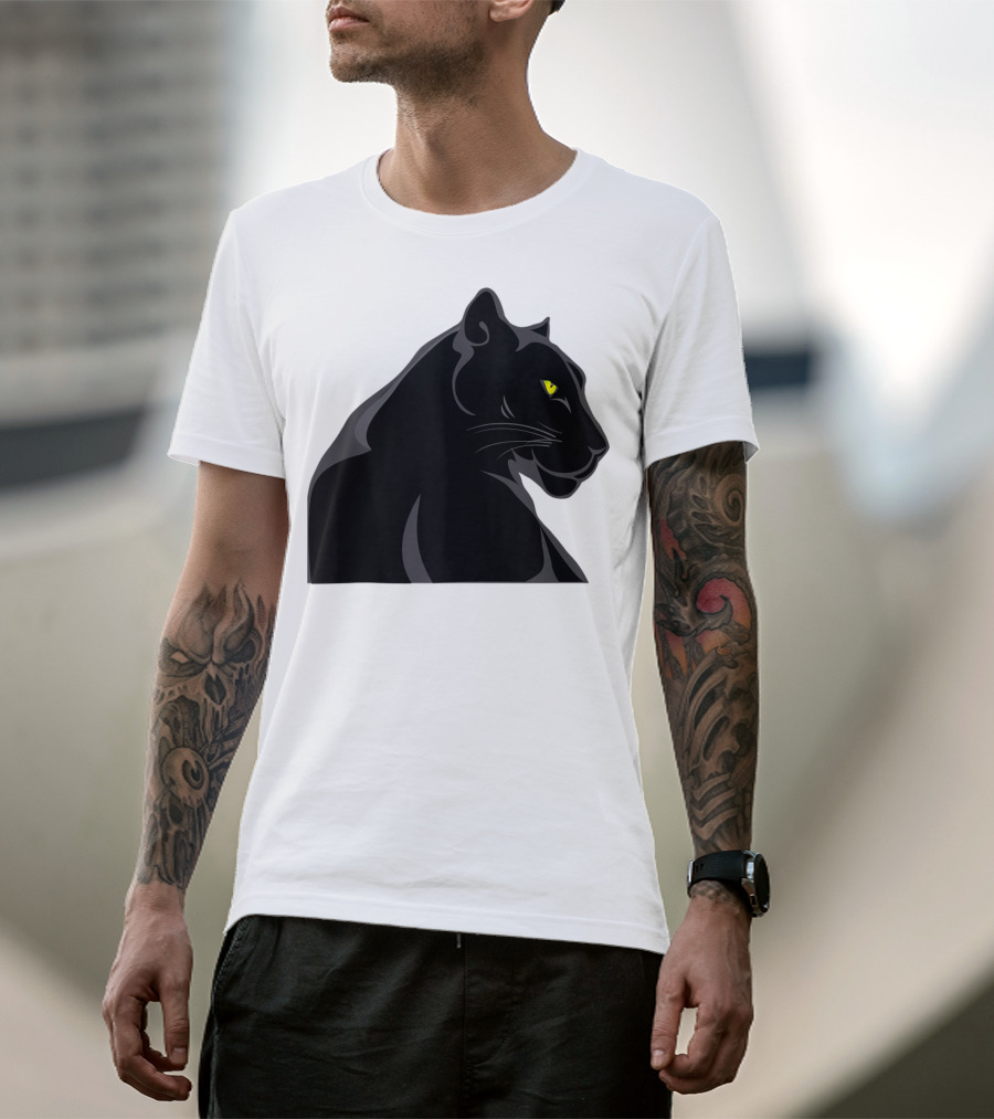 Panthera Cat Leopard Melanistic Black Panther Yellow Eyes T-Shirt