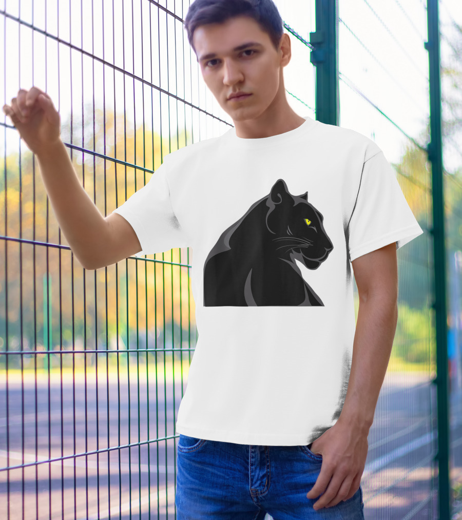 Panthera Cat Leopard Melanistic Black Panther Yellow Eyes T-Shirt