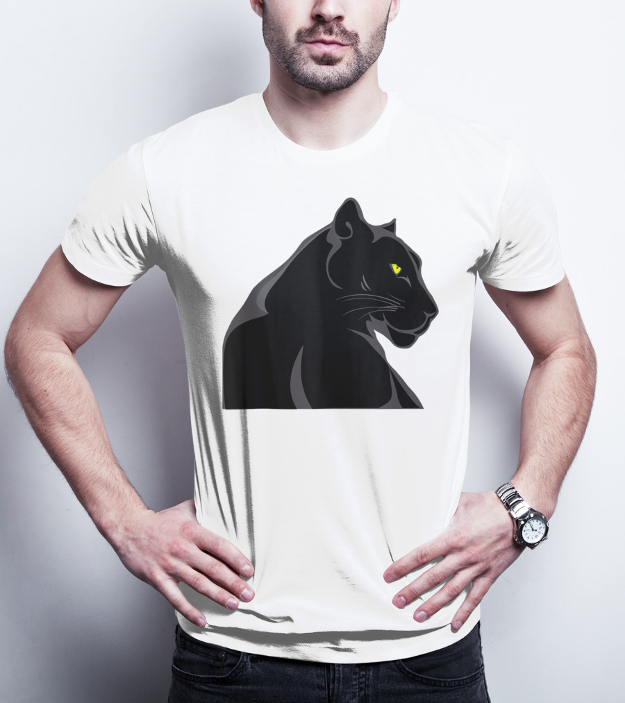 Panthera Cat Leopard Melanistic Black Panther Yellow Eyes T-Shirt